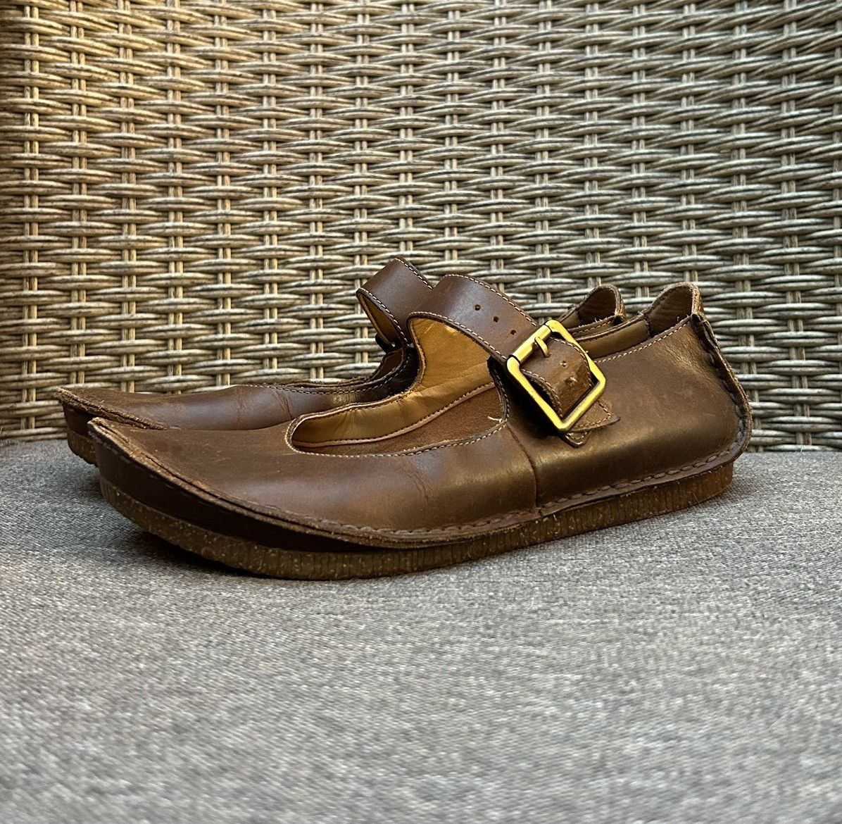 Clarks × Vintage Clarks Janey June Mary Jane Leather Brown Flats | Grailed
