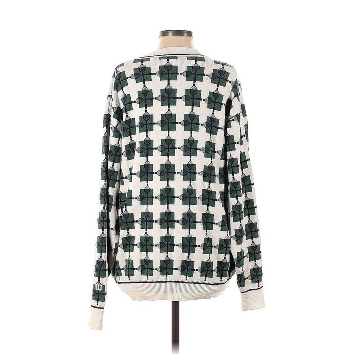 Wilson Athletics Wilson Throwback Green White Printed V Neck Cardigan ...