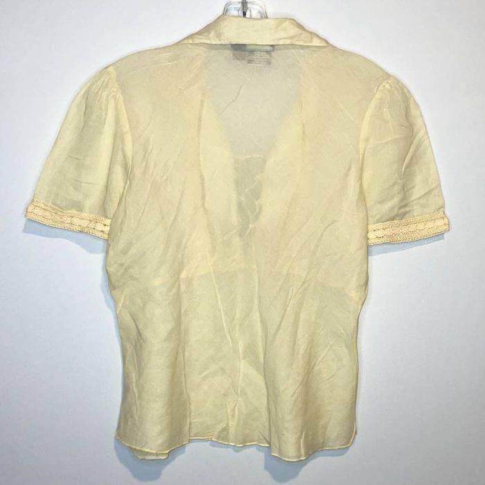 Other Vintage Rampage Clothing Co. Pale Yellow Sheer Lace Up Top | Grailed