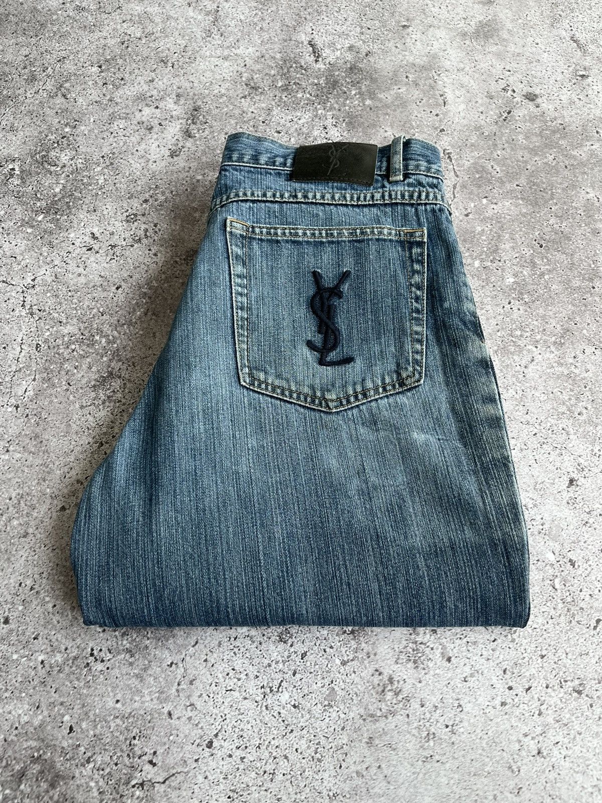 Vintage Vintage Yves Saint Laurent jeans YSL big logo | Grailed