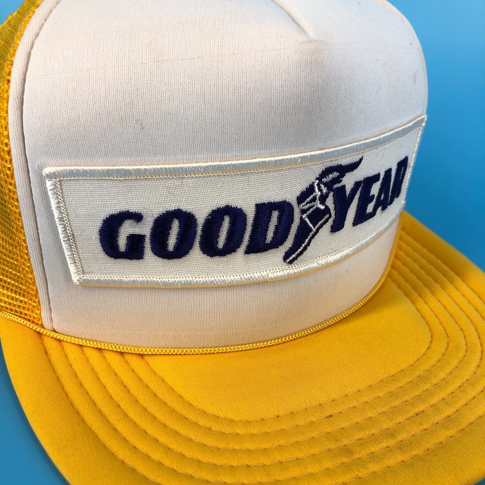 Vintage Goodyear yellow trucker hat rare 80s 1980s vintage | Grailed