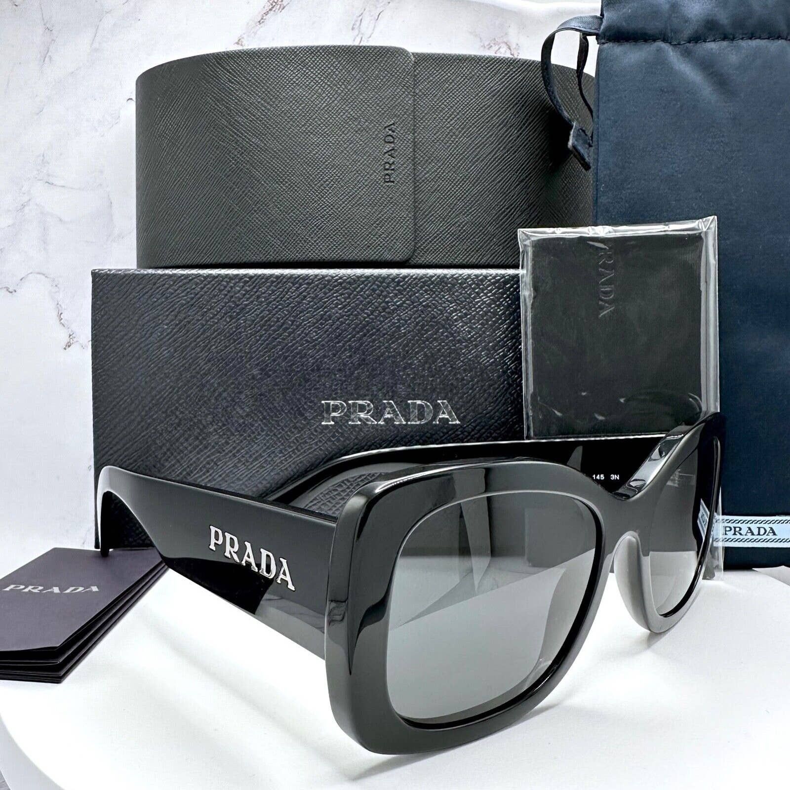 Prada PRADA Sunglasses Black Silver Logos Square Authentic | Grailed