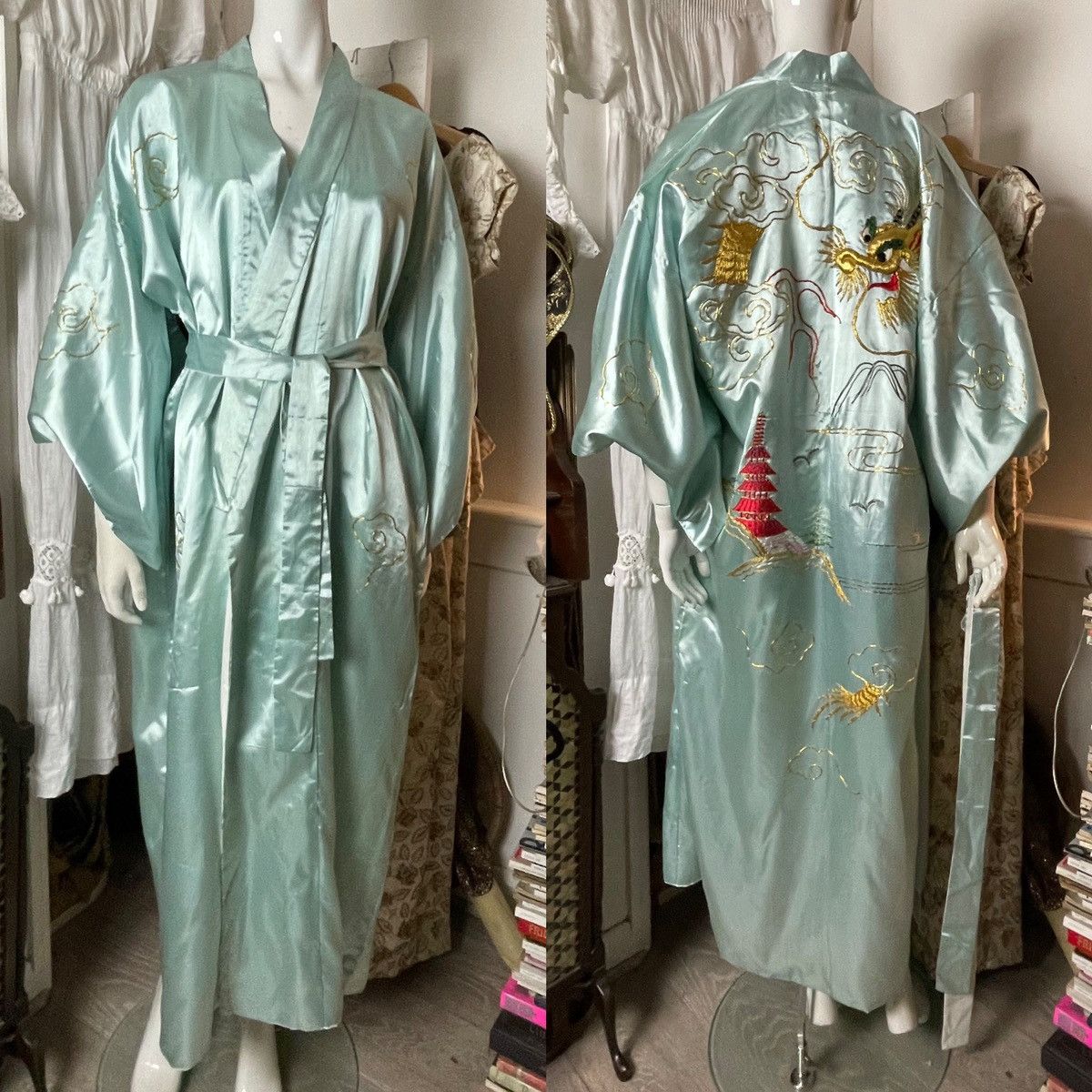 Vintage Vintage 1950s Korean Embroidered Gold Dragon Kimono Robe | Grailed