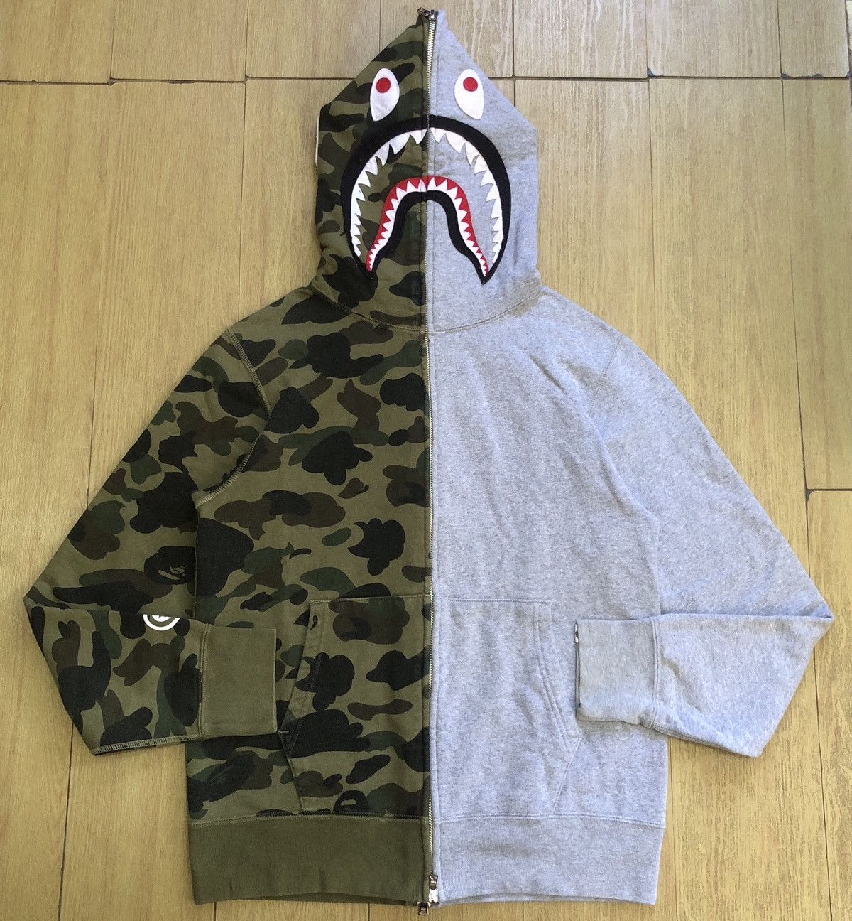 Bape 1st Camo Shark Split Half Full Zip Hoodie | Grailed
