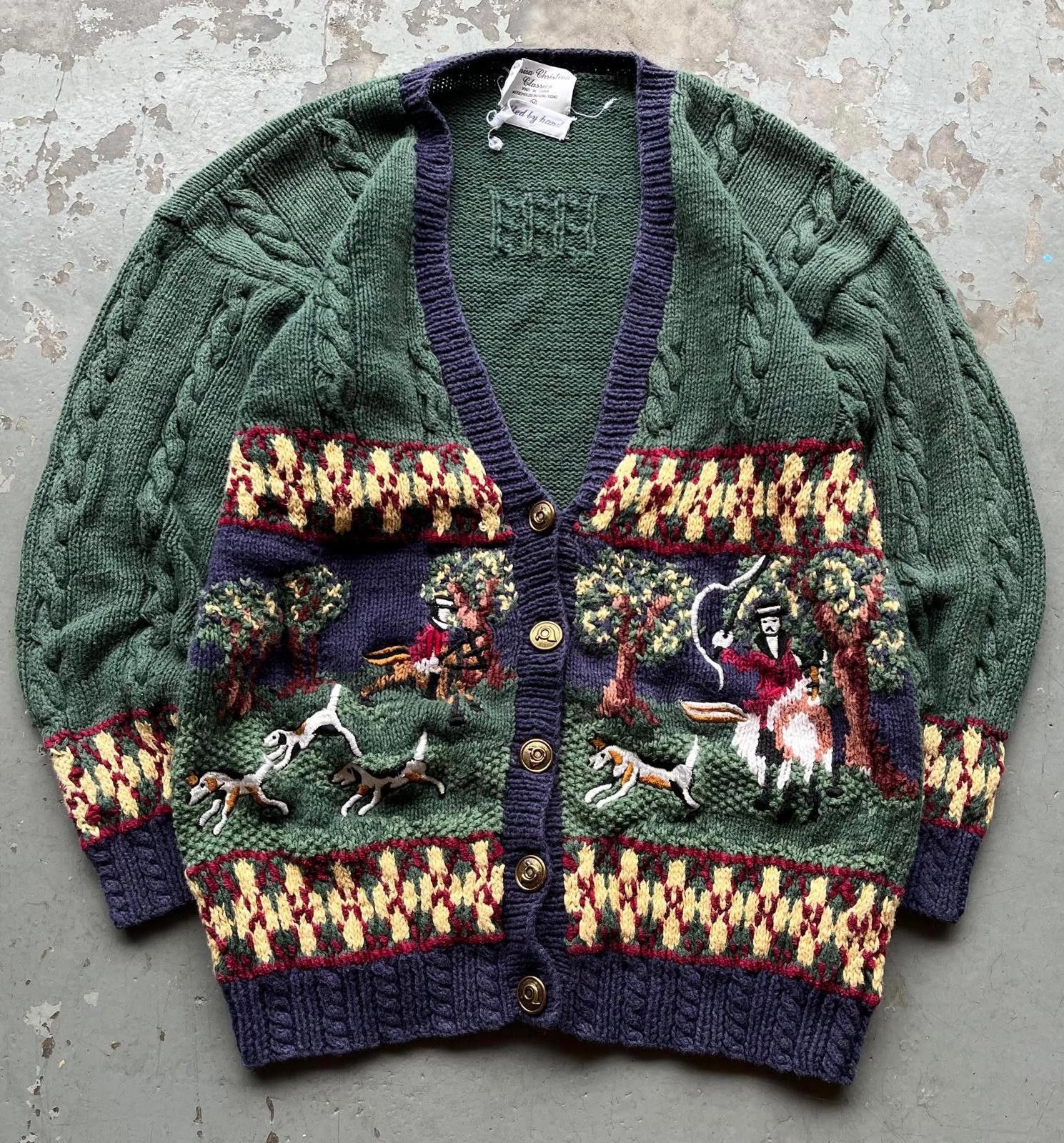 Marisa Christina × Streetwear × Vintage Vintage Ducks Unlimited Style Beagles Hand Knit Cardigan ...