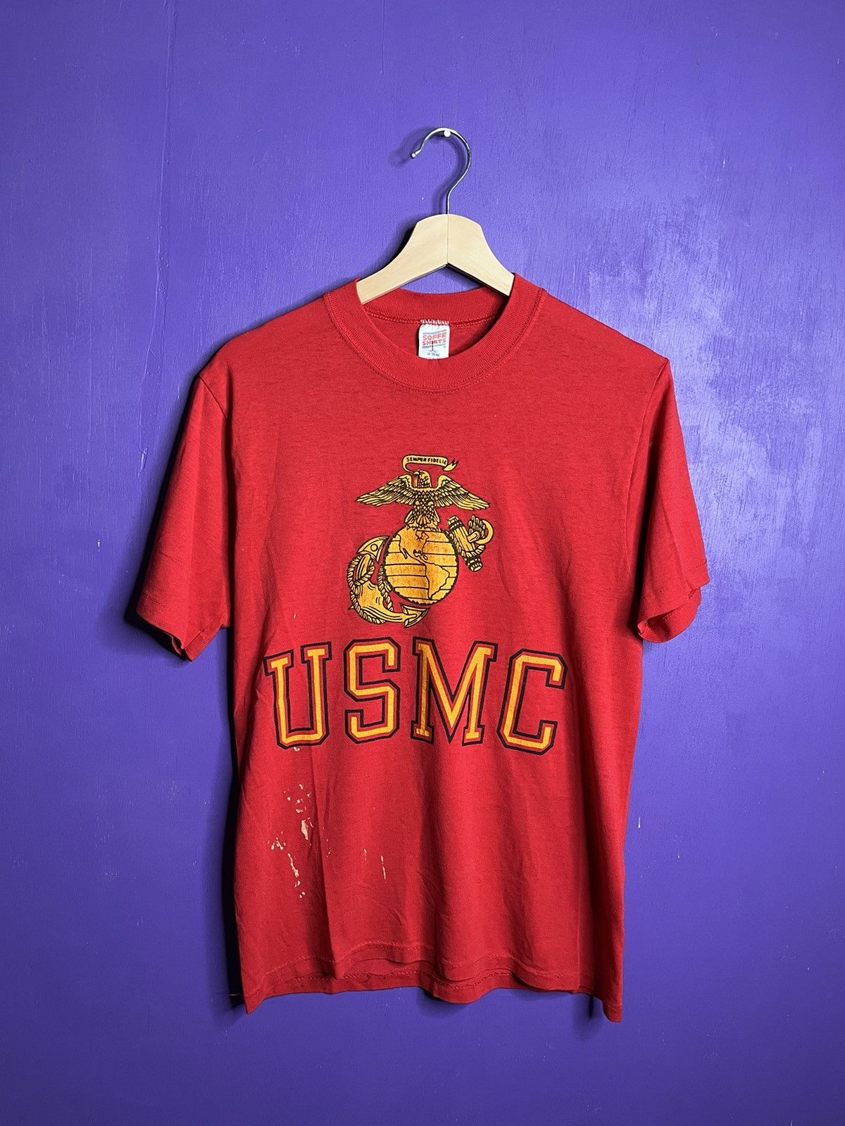 Military × Vintage Vintage 80s USMC crest logo t-shirt | Grailed