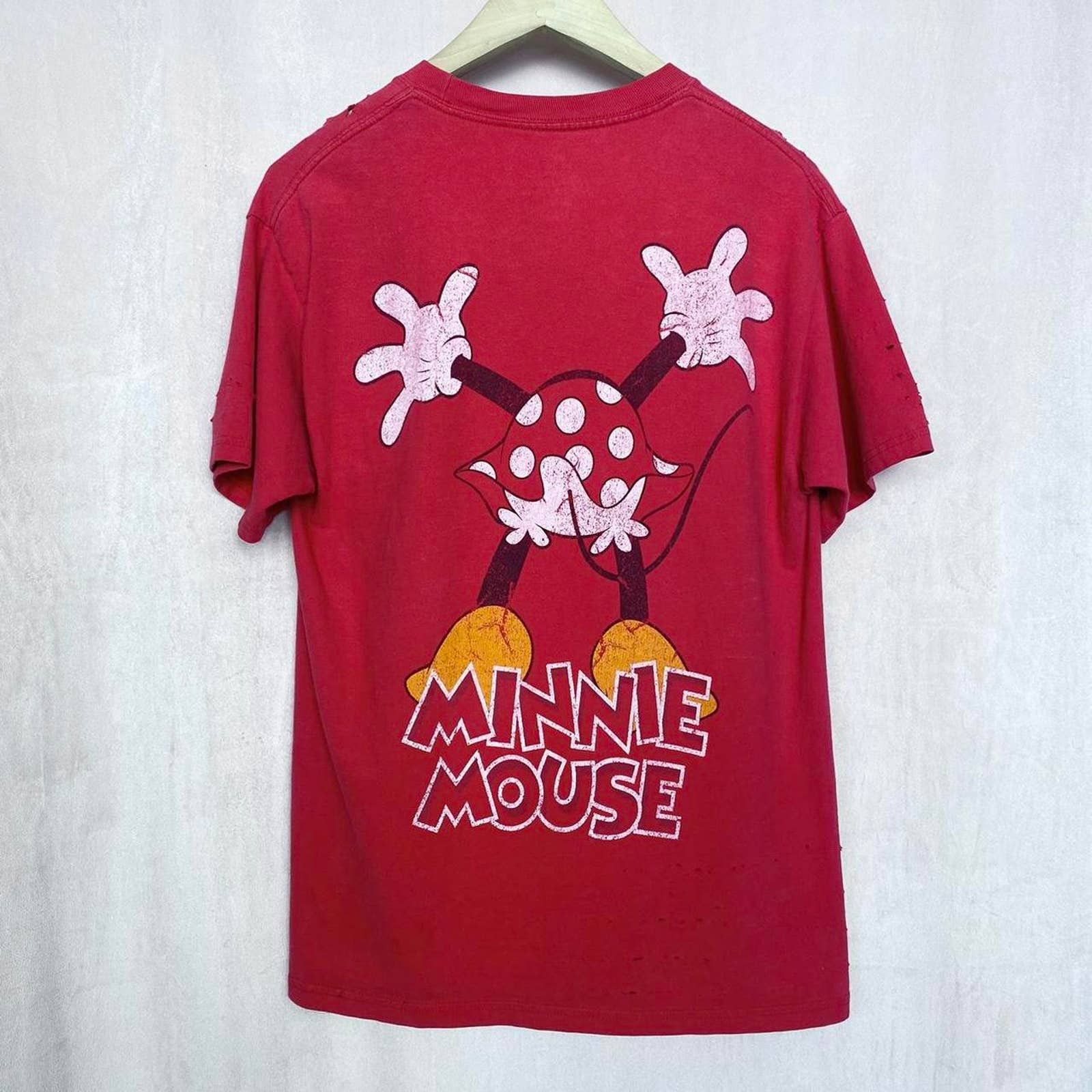 Custom Reworked Disney Minnie Mouse Distressed Double Sided Tee, M ...