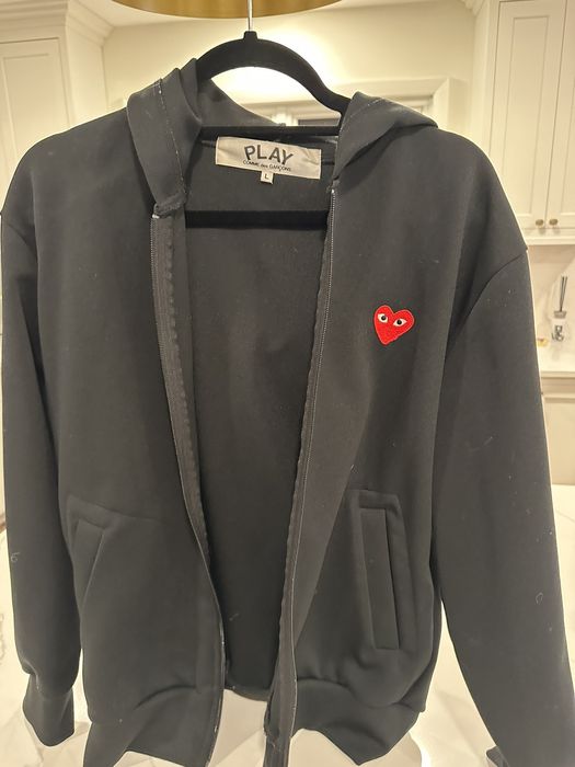 Comme Des Garcons Play CDG Play Comme adds Garçons Zip-Up Hoodie | Grailed