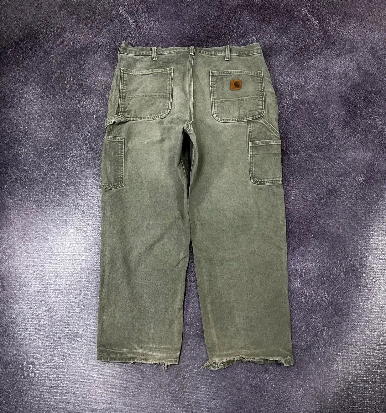 Vintage Vintage 90s Carhartt Y2K Faded Olive Work Baggy Pants Jeans | Grailed
