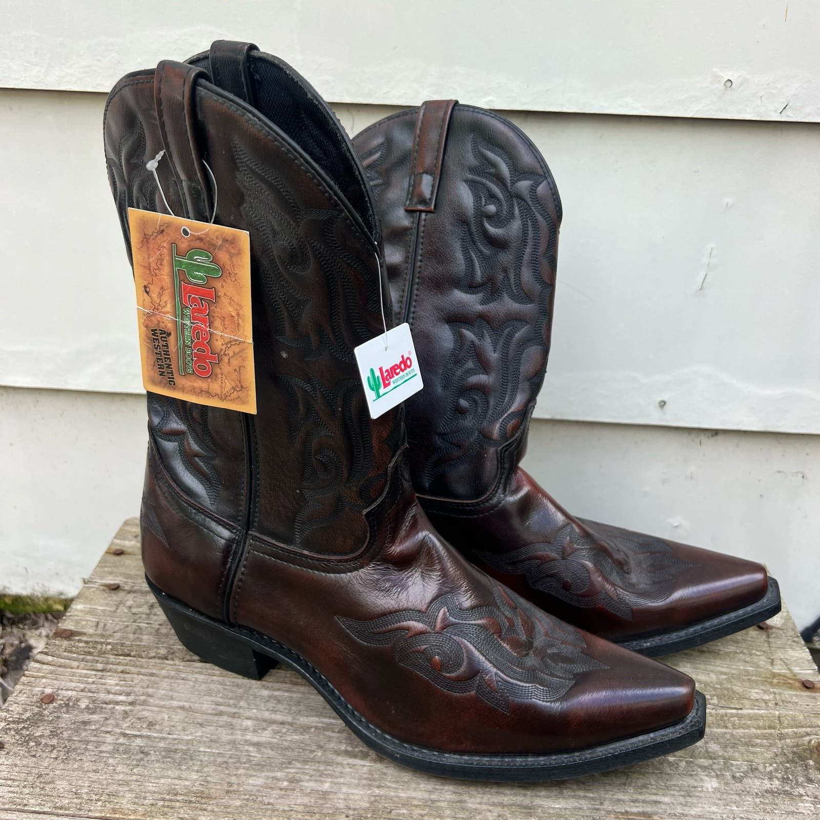 Vintage Laredo Hawk Burnished Gold Hawk Snip Toe Cowboy Boot 13D NWT ...