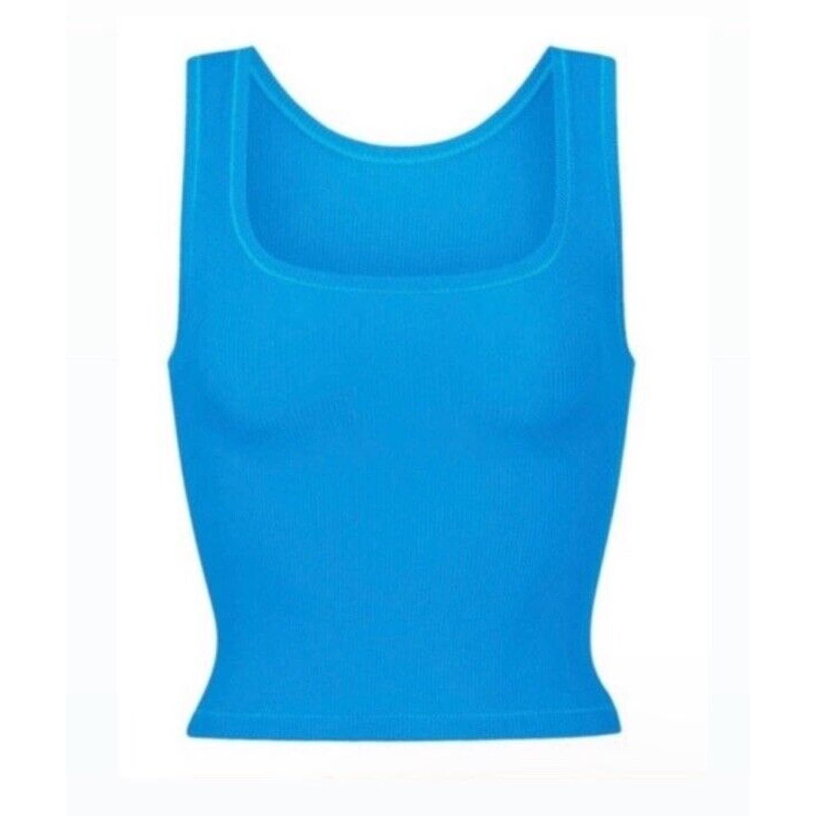 SKIMS Skims Ribbed Tank Mykonos Blue Crop Top Sleeveless Size 4X | Grailed