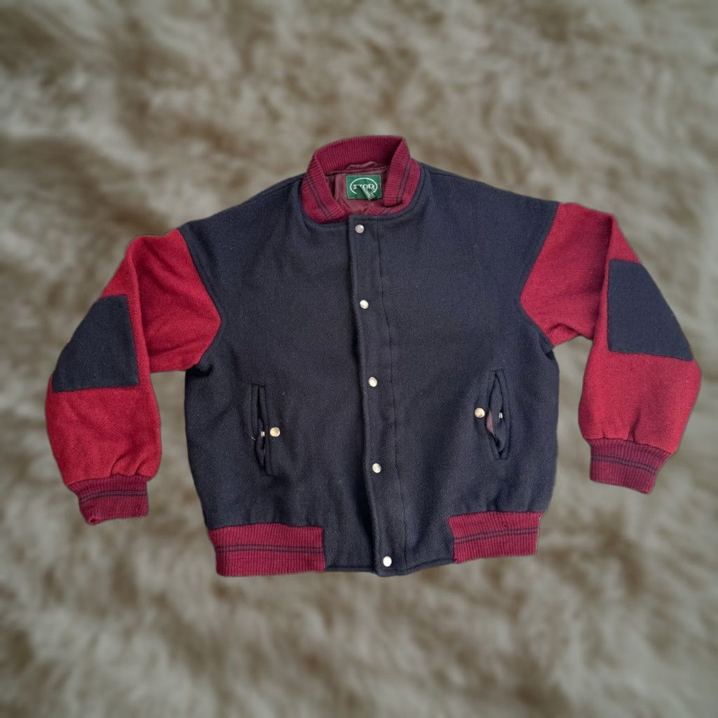 Izod Izod Mens Large Varsity Jacket Blue Burgundy Wool Baseball 80s ...