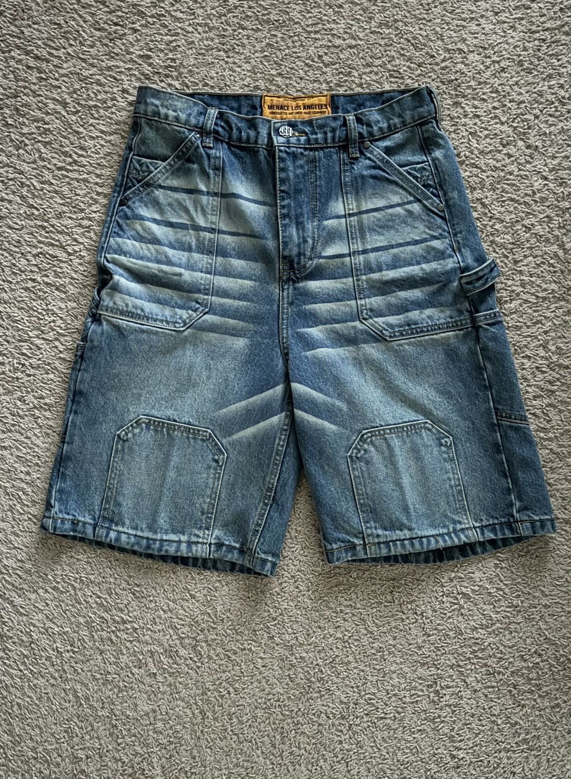 Menace Menace Steel Embroidered Denim Jorts | Grailed