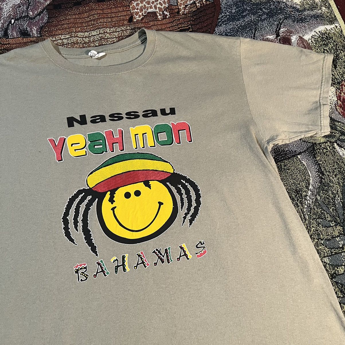 Vintage Y2K “Yeah mon” Nassau Bahamas Rasta Smiley Tee | Grailed