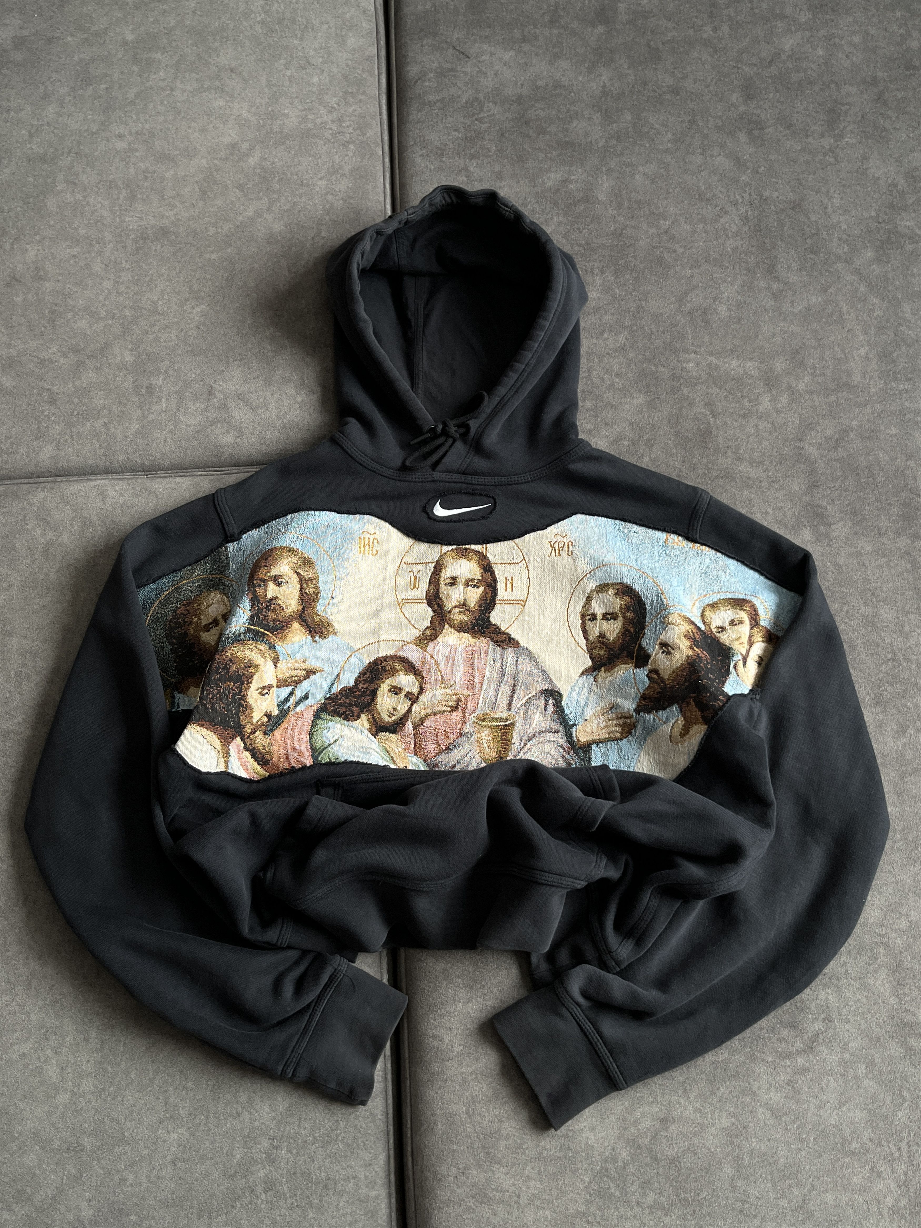 Nike Vintage Japanese Jesus Nike Big Logo Centre Hoodie 90s | Grailed