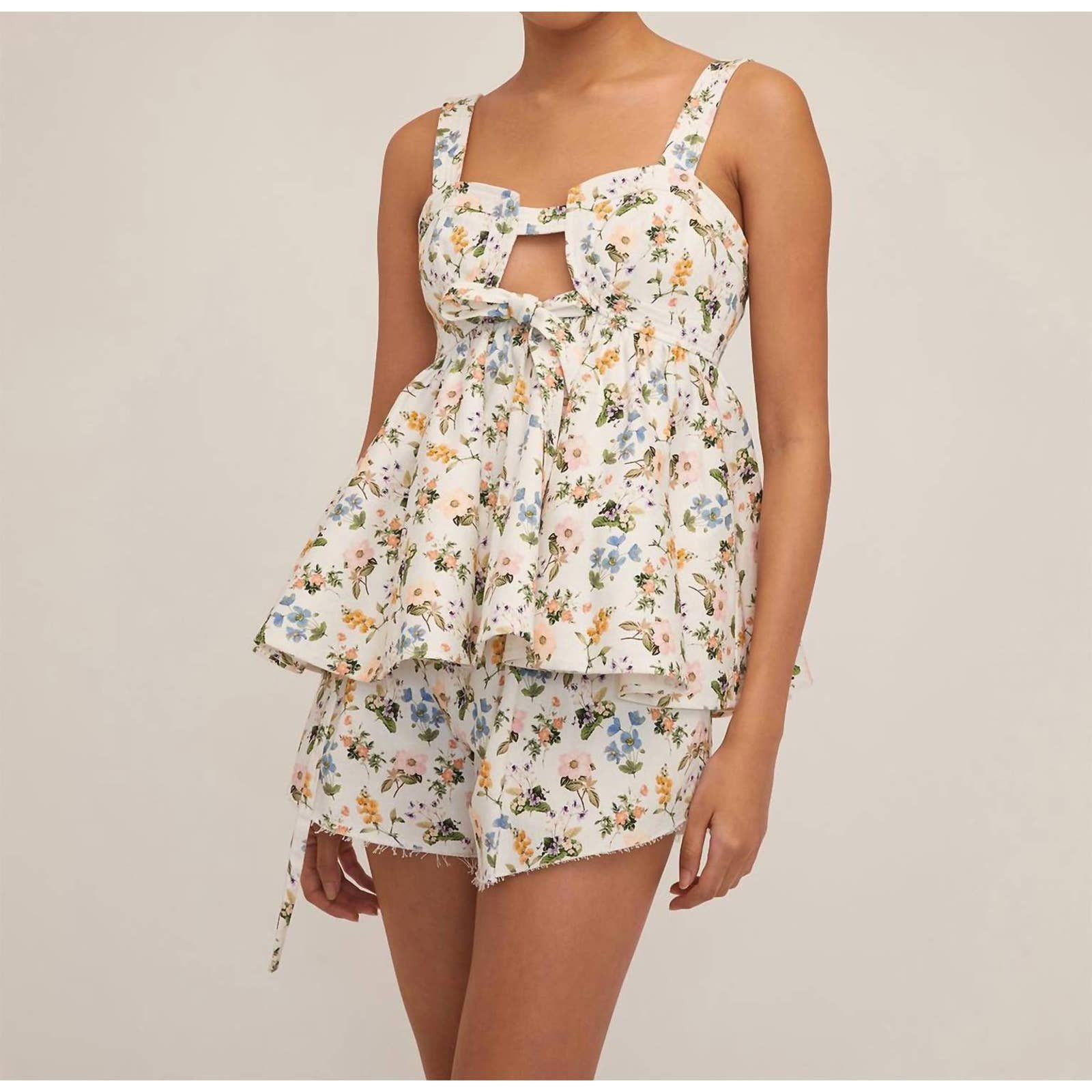 Marissa Webb Leighton Denim Empire Top In Botanical Print | Grailed