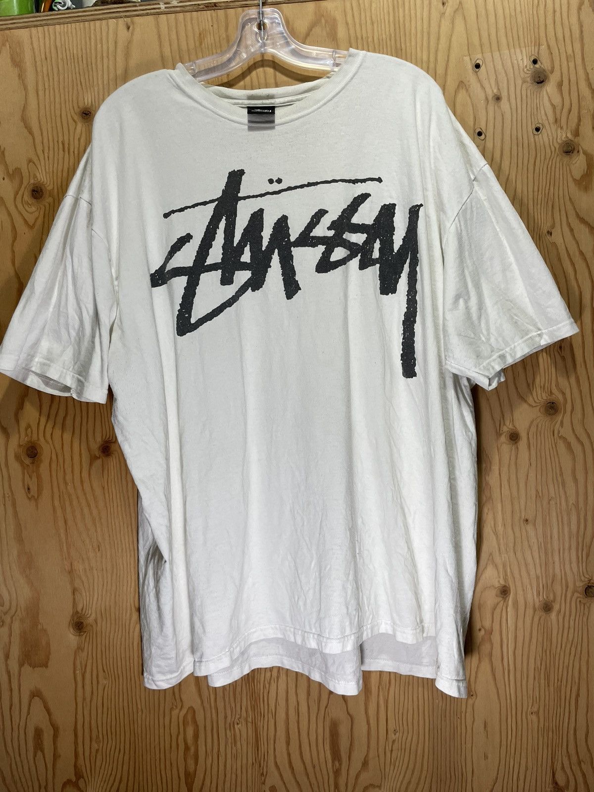 Streetwear × Stussy × Vintage Stussy big script logo front back graphic tee | Grailed