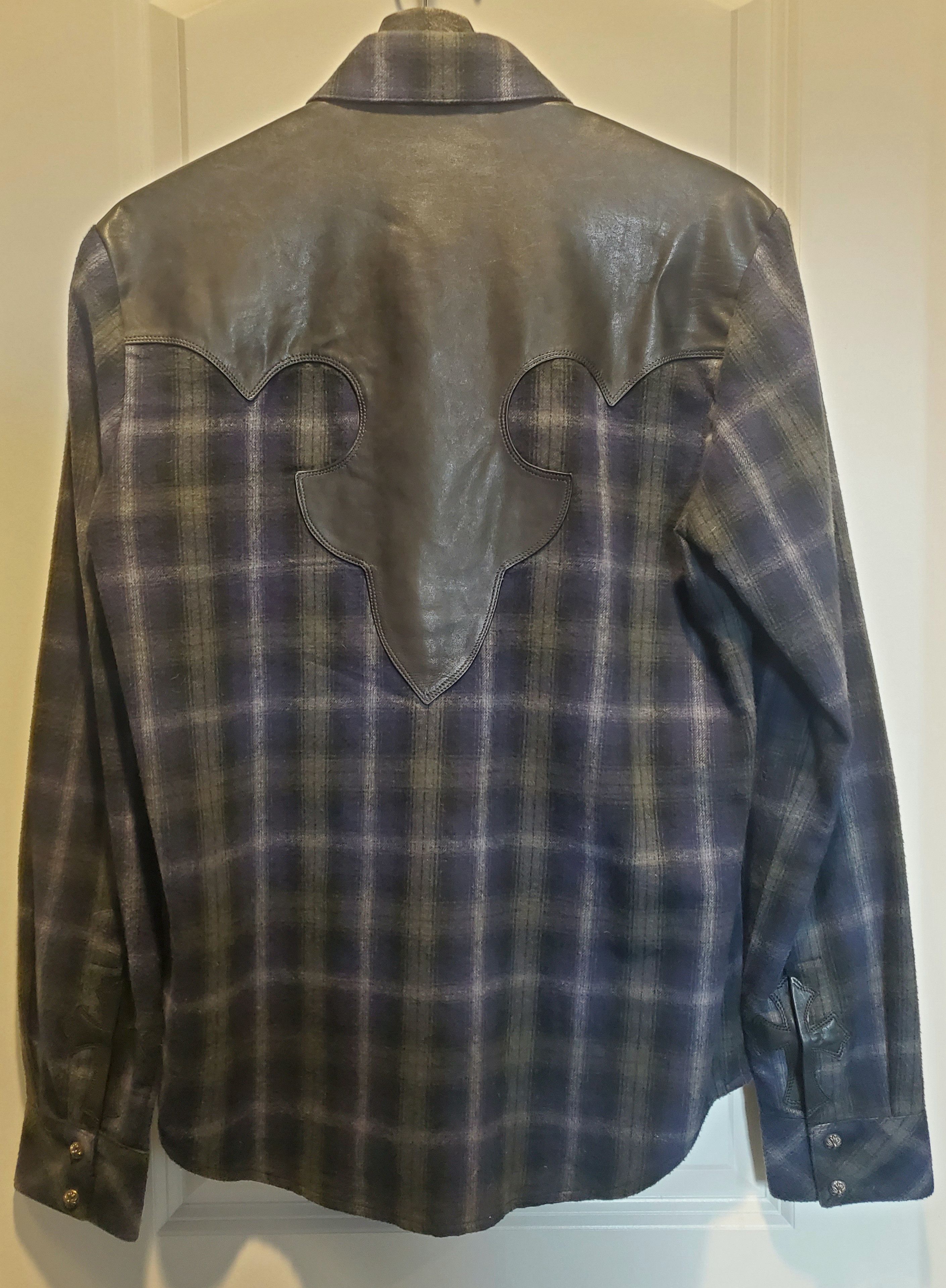 Chrome Hearts Chrome Hearts Leather x Cotton Western Flannel LS Shirt ...