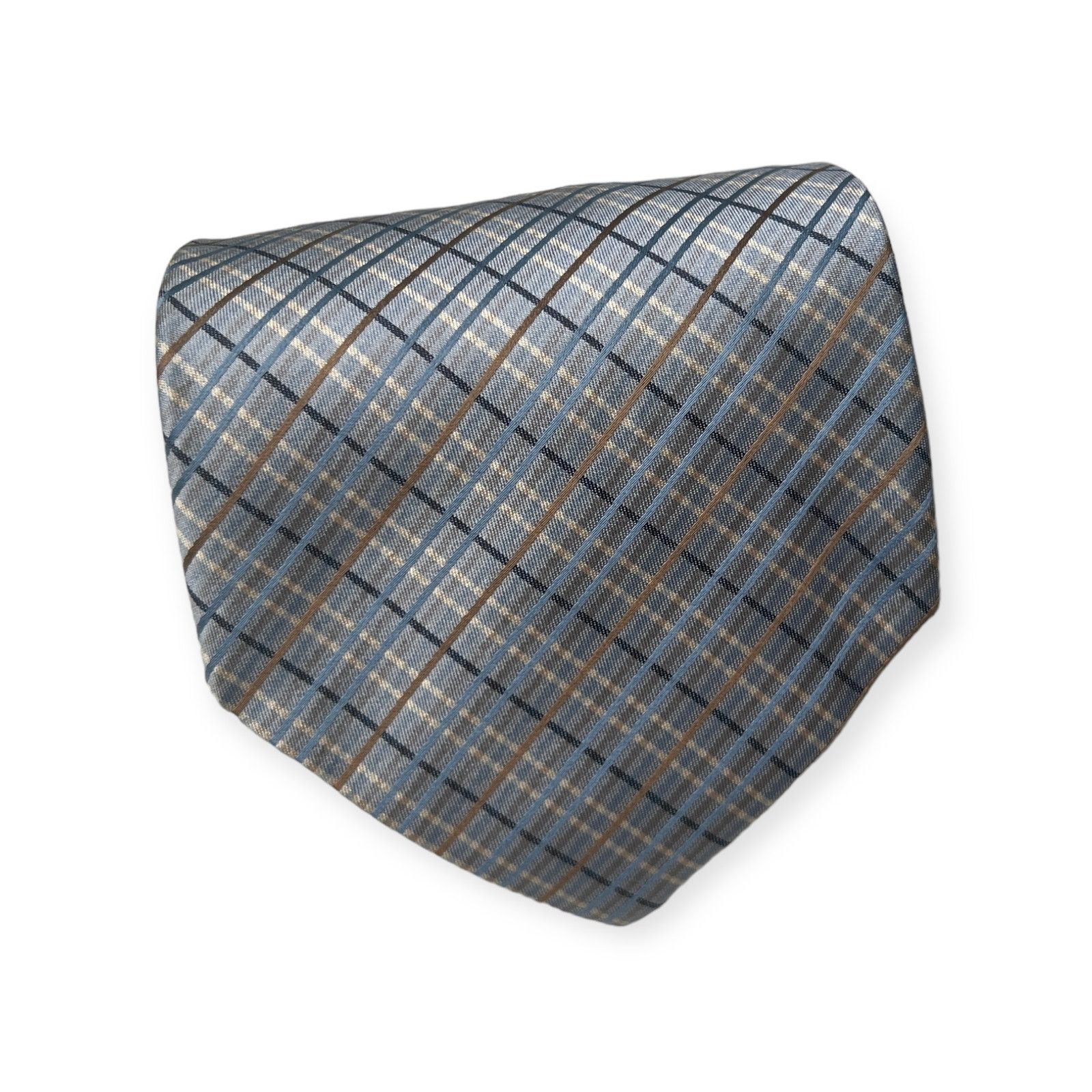 Hickey Freeman Hickey Freeman Collection Slate Blue Brown Plaid Silk ...