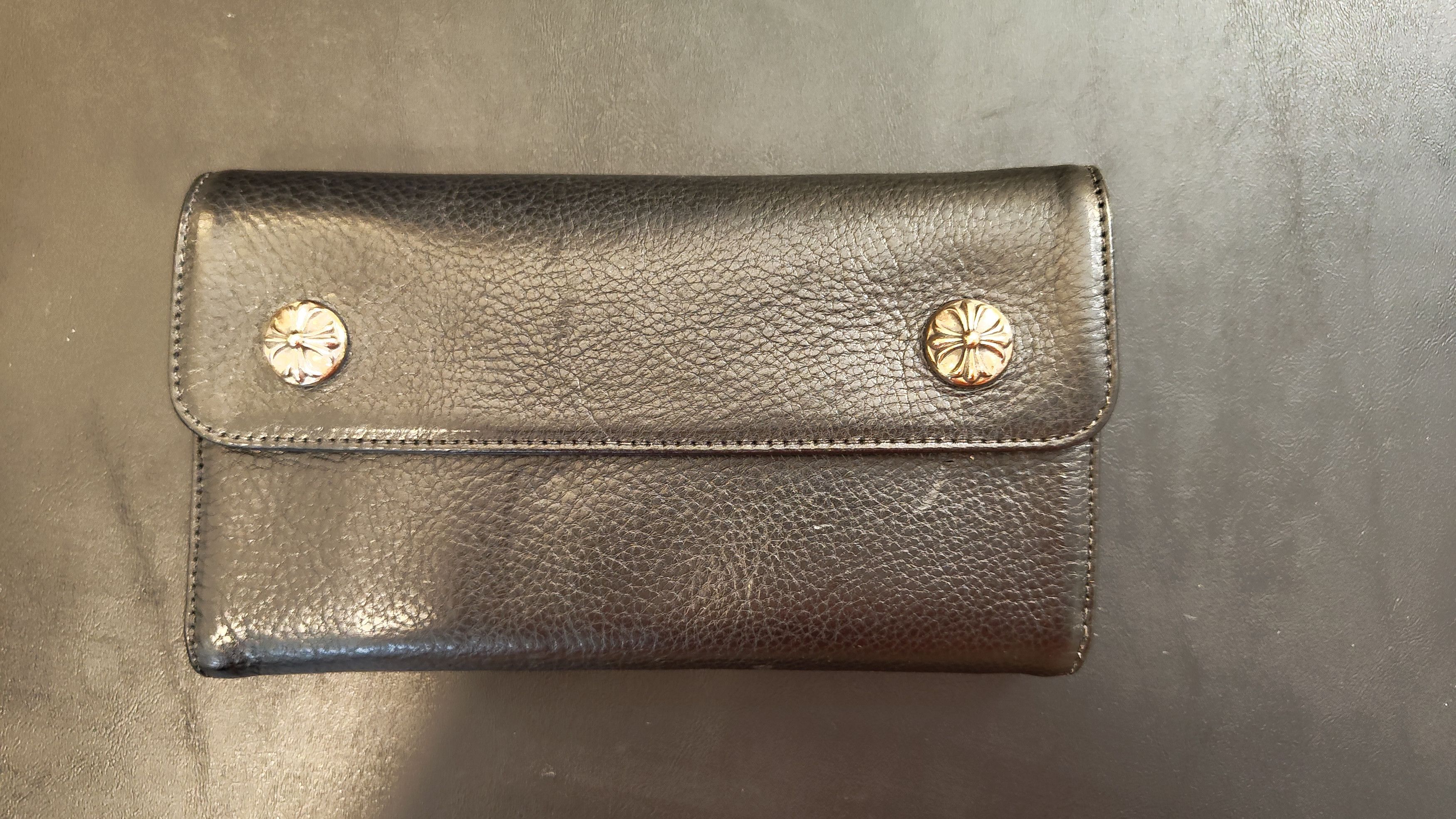 Chrome Hearts Chrome Hearts Wave Cross Ball Button Leather Wallet | Grailed