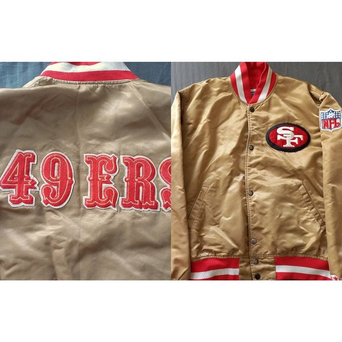 Starter SF 49ers 80s STARTER satin bomber jacket M gold NFL vintage ...