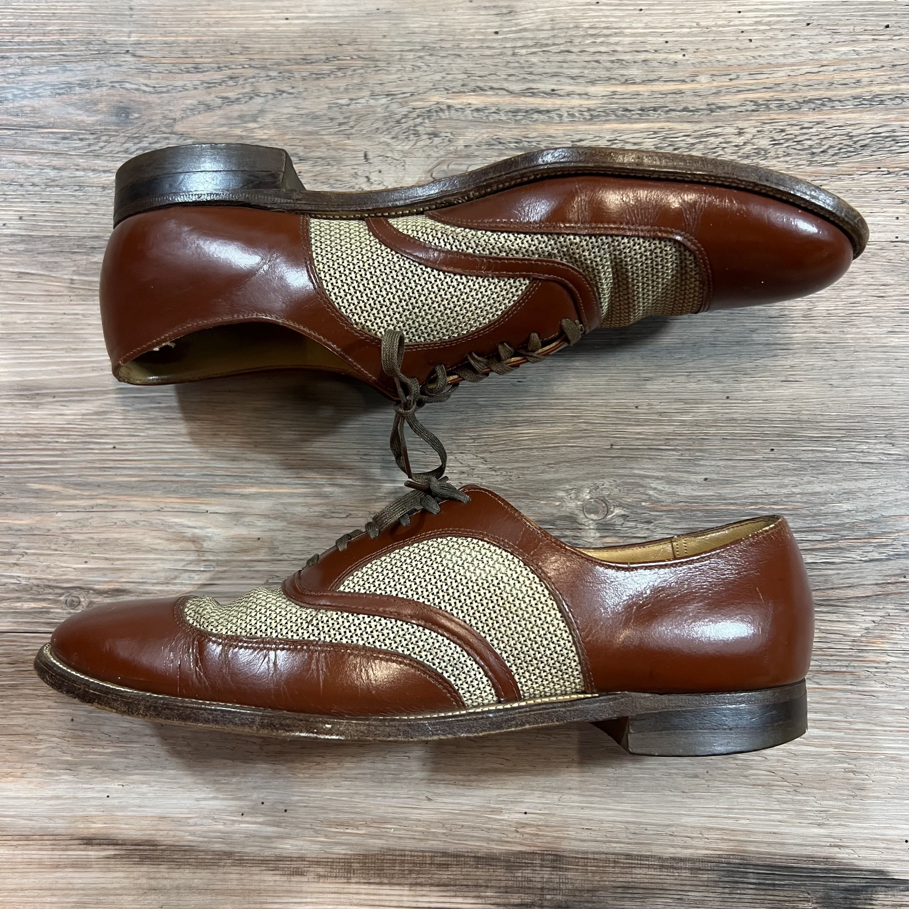 Vintage Rare 1940s 1950s Hanover Spectator Brown Mesh Leather Shoes ...