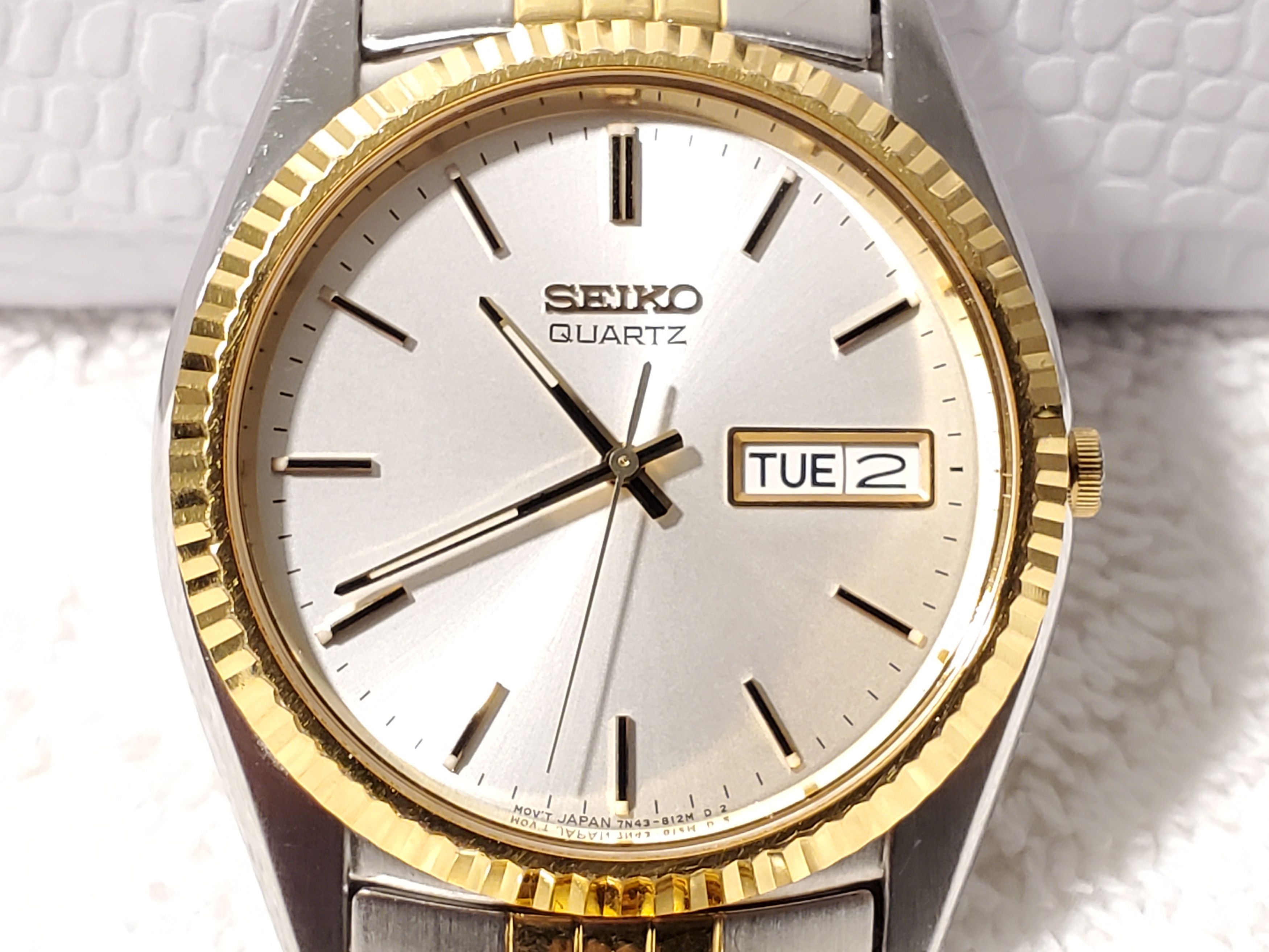 Seiko Vintage Seiko Men's Stainless Steel Day Date Quartz Watch | Grailed