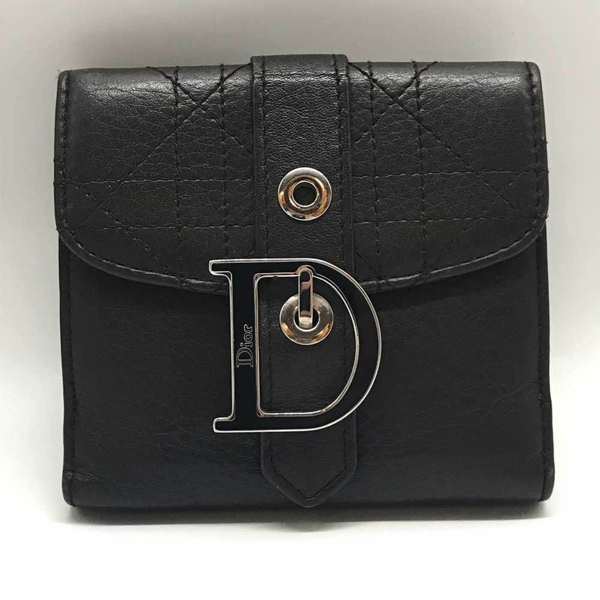 Dior Christian Dior Dior Compact Wallet Cannage Stitch W Brown Bi-fold ...