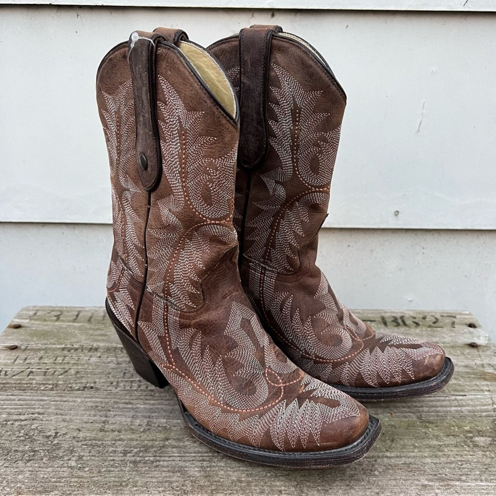 Corral CORRAL Chocolate Stitched Vamp Tube Western Cowgirl Boots | Grailed