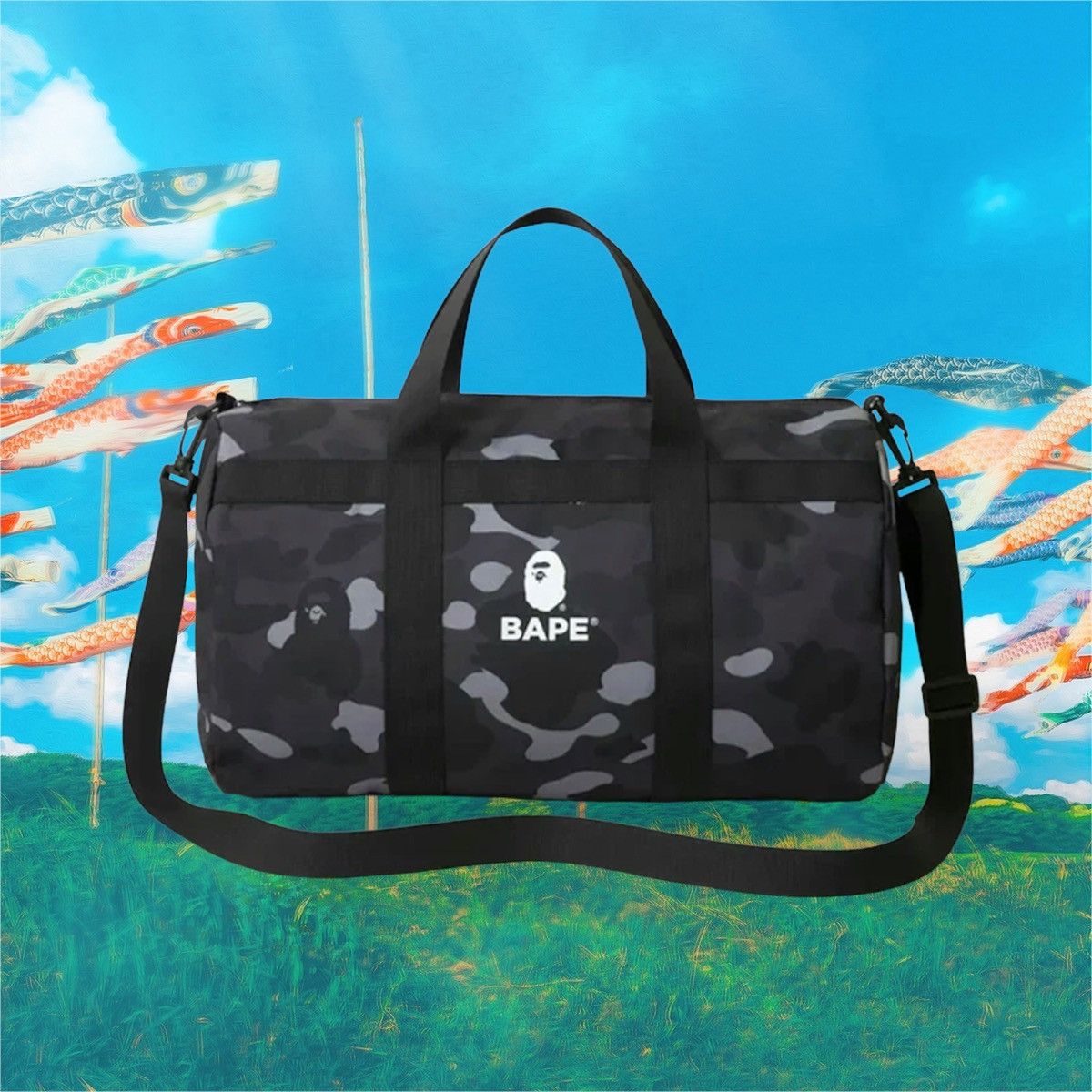 Bape BAPE DUFFLE BAG Camo Bag A Bathing Ape Duffel with Magazine | Grailed