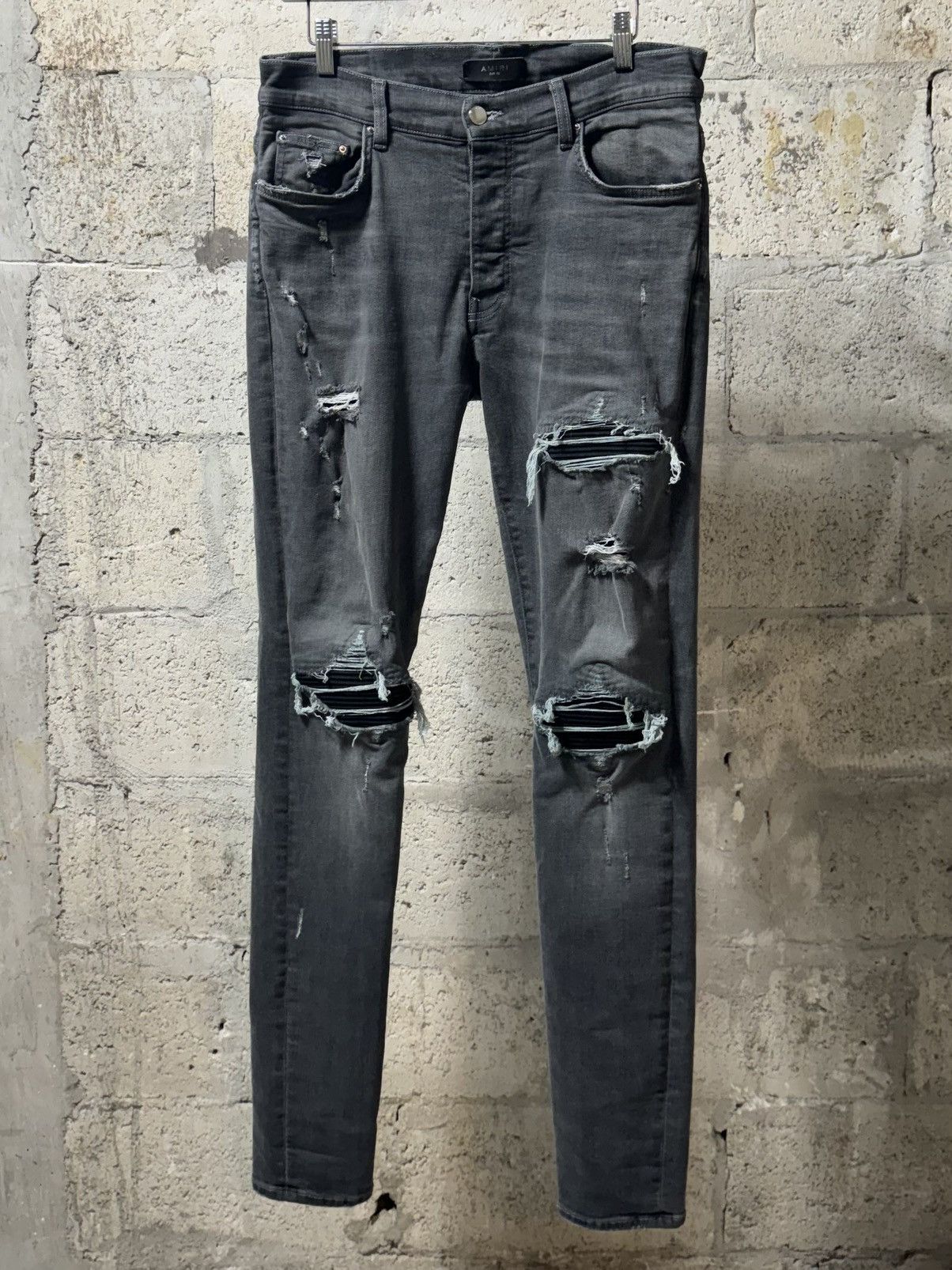 Amiri AMIRI Mx1 Black Patch Jeans Grey | Grailed
