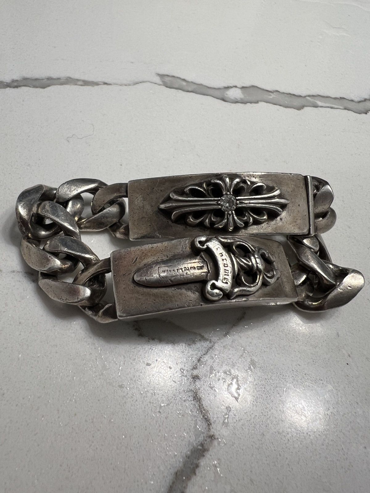 Chrome Hearts chrome hearts diamond double id bracelet cuban link ...