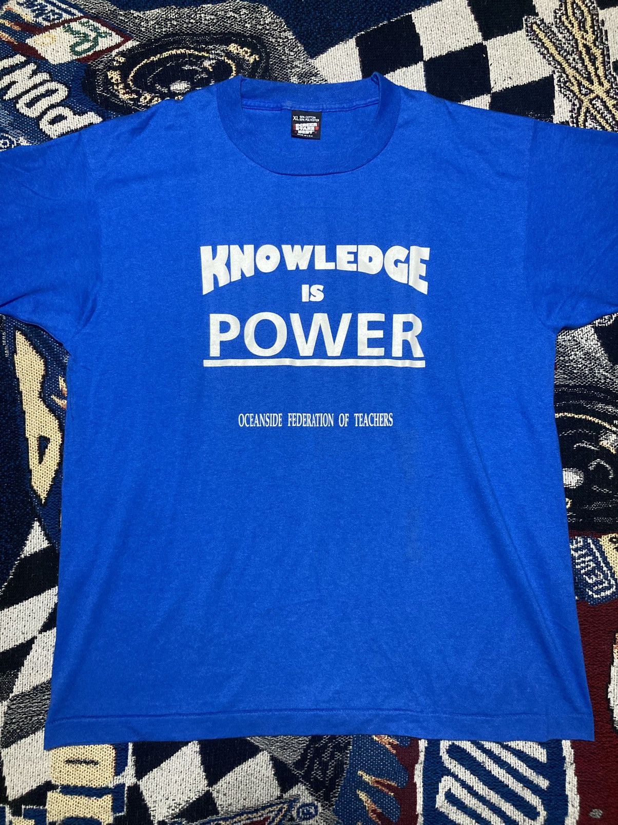 Made In Usa × Screen Stars × Vintage Knowledge is Power Tee 90s XL ...