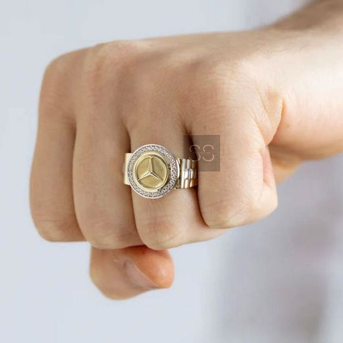 Handmade Vintage 18K Gold, Mercedes Benz Statement Ring, | Grailed