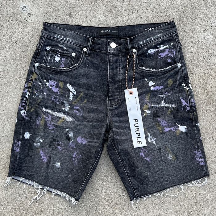 Purple Brand Purple Brand Mid Rise Jean Shorts - Faded Paint Splatter ...