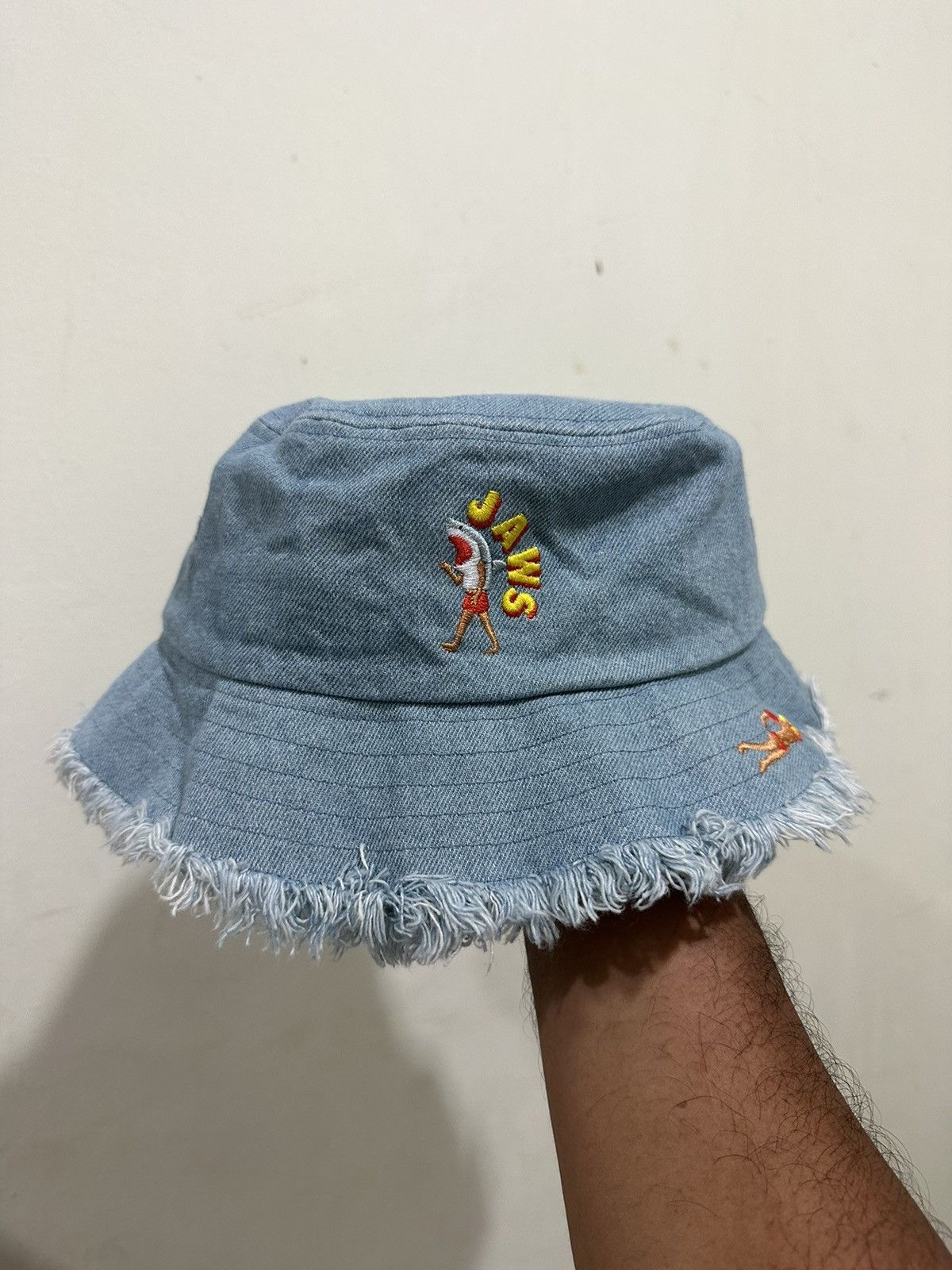 Japanese Brand Distress JAWS Denim Bucket Hat | Grailed