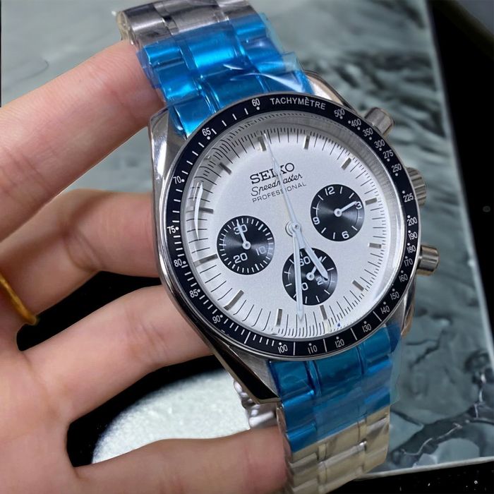 Seiko Seiko Mod Speedmaster Professional Watch White Dial Steel | Grailed