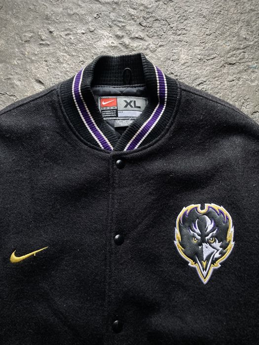 Nike Baltimore Ravens Leather & Wool Bomber Jacket | Grailed