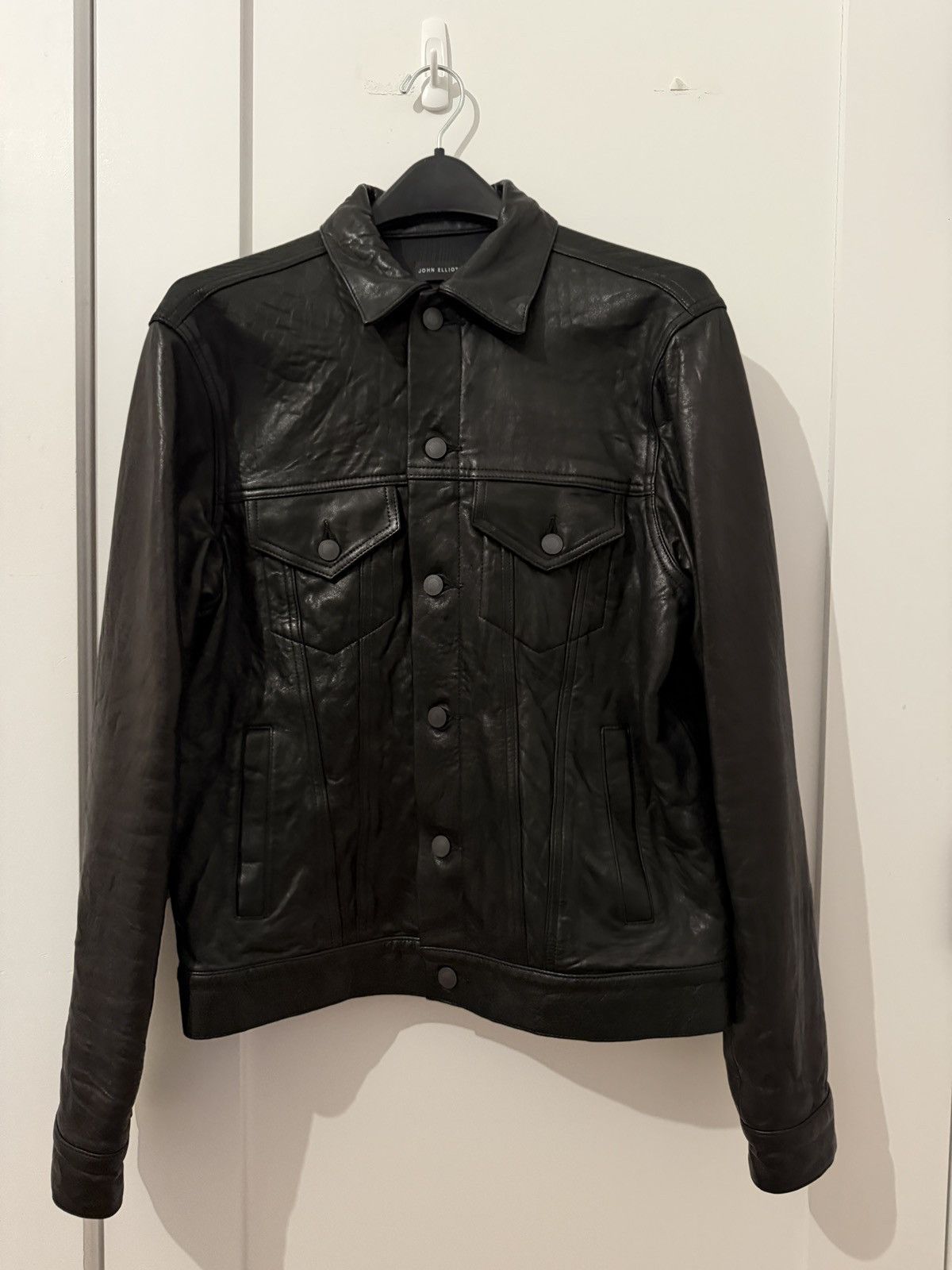 John Elliott John Elliott Leather Thumper Trucker Jacket Size M | Grailed