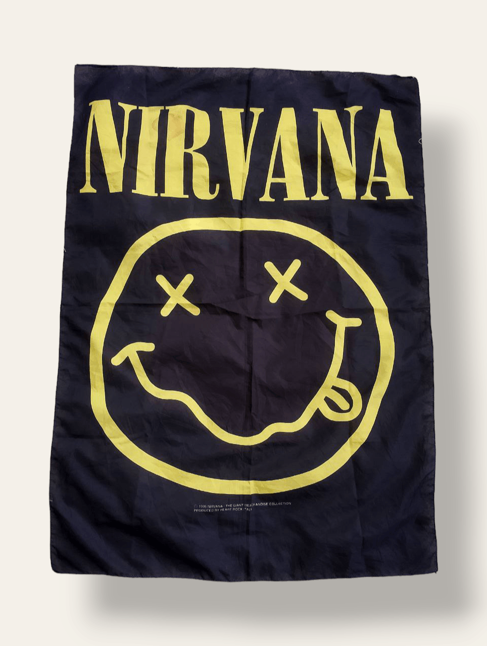 Nirvana × Rock Band × Vintage Vintage 1995 NIRVANA Smiley Flag Tapestry ...