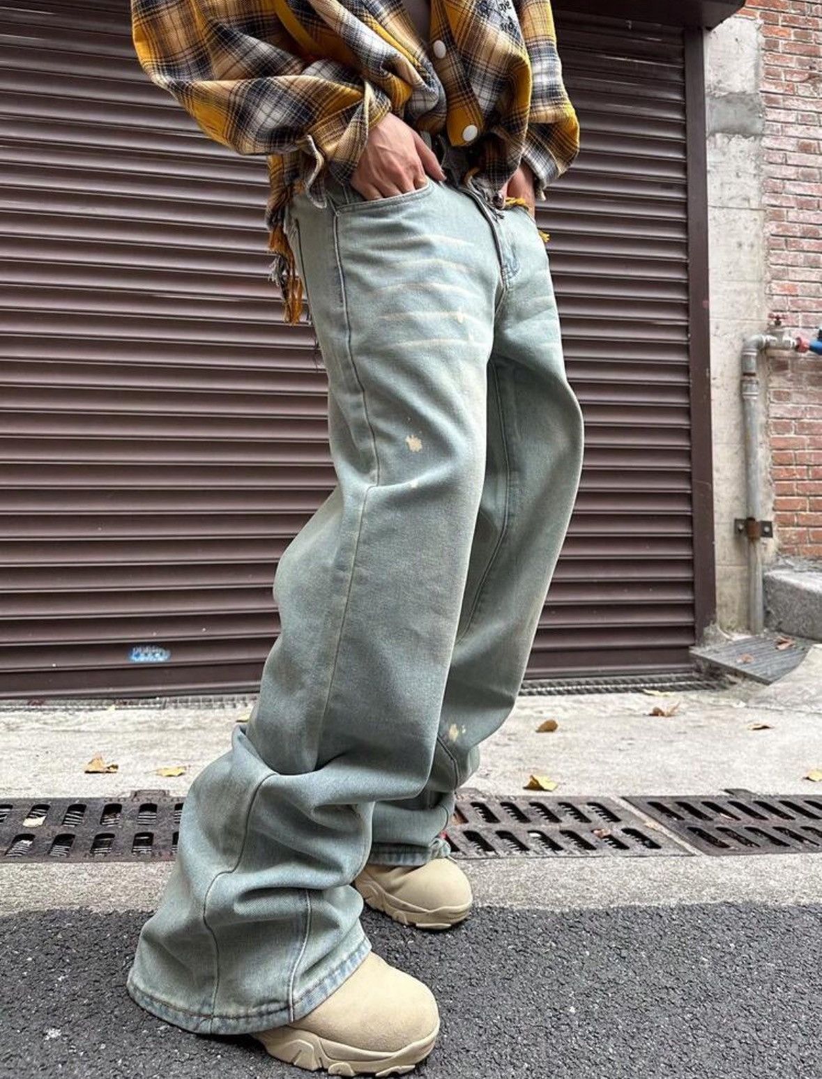 Streetwear Japan Korean Drip Stack Baggy Jeans, Flared Jeans | Grailed