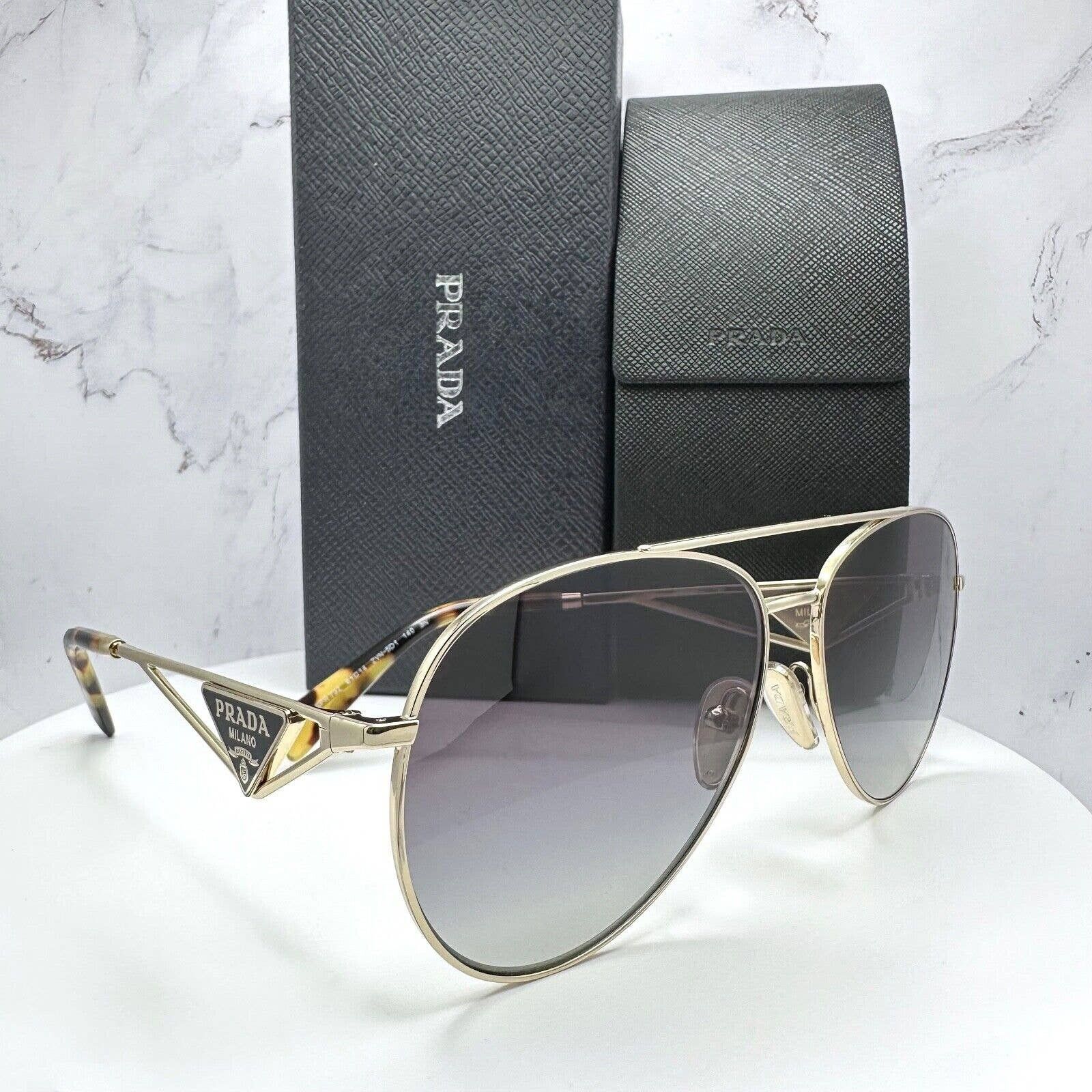 Prada PRADA Sunglasses Aviator Pilot Gold Black Triangle Logo | Grailed