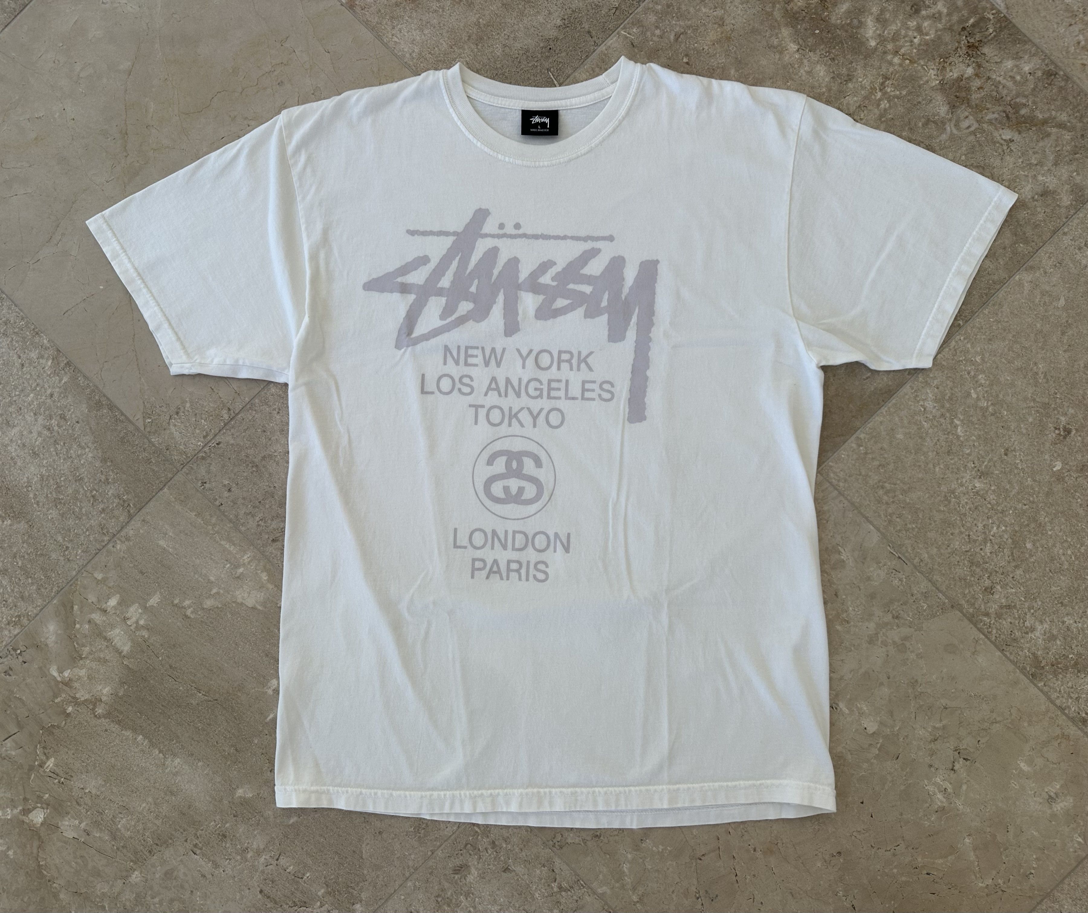 Stussy Vintage Stussy Graphic Logos Tshirt - White/Pink | Grailed