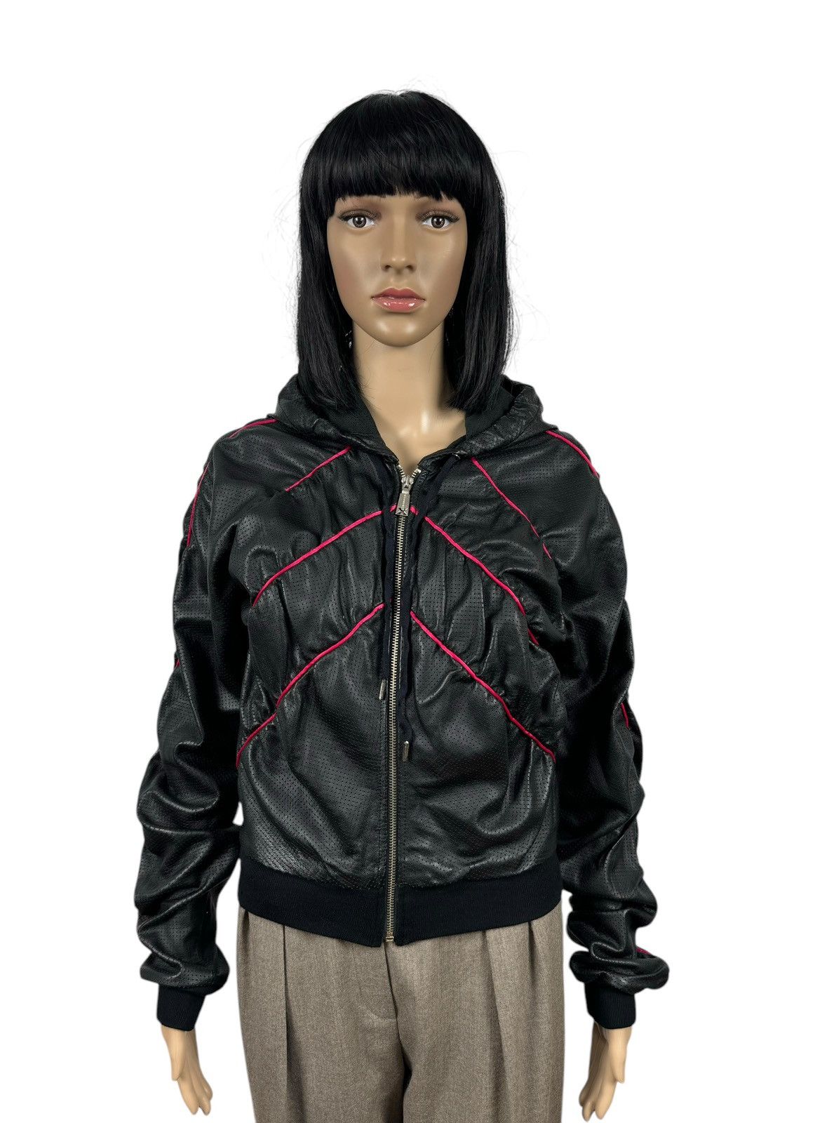 Richmond Denim Richmond Genuine Leather Perforated Jacket Hooded size ...