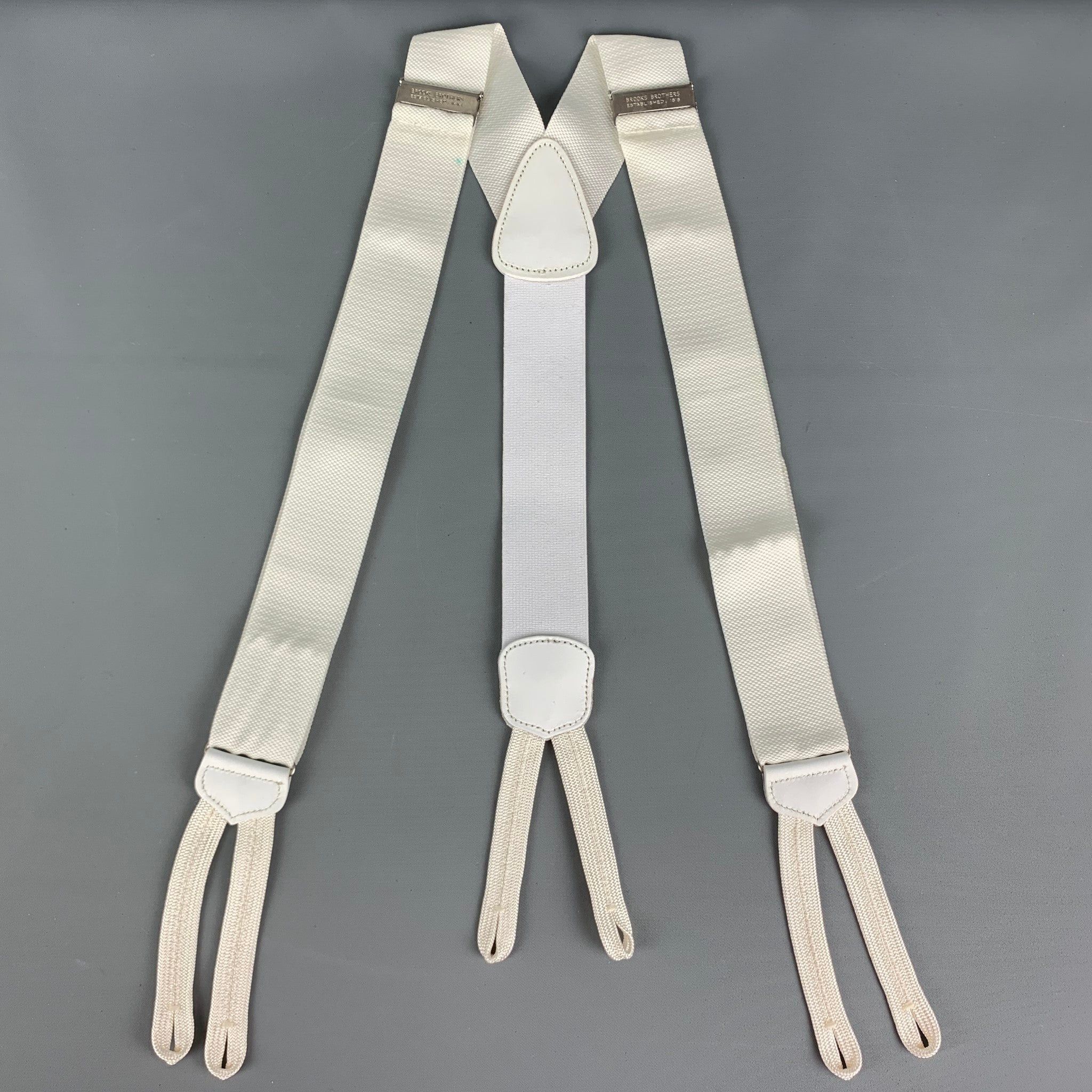 Brooks Brothers One White Solid Ribbon Suspenders | Grailed