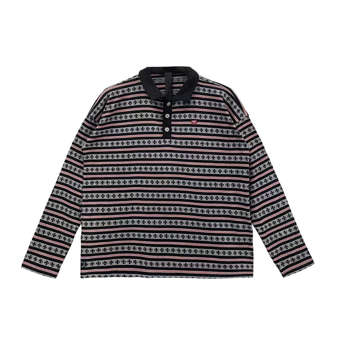 Chrome Hearts Chrome Hearts black Stripe Dagger Cross Logo Polo | Grailed