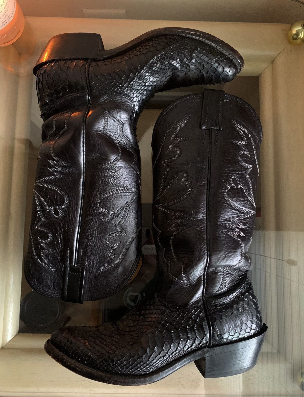 Vintage Black python skin boots | Grailed