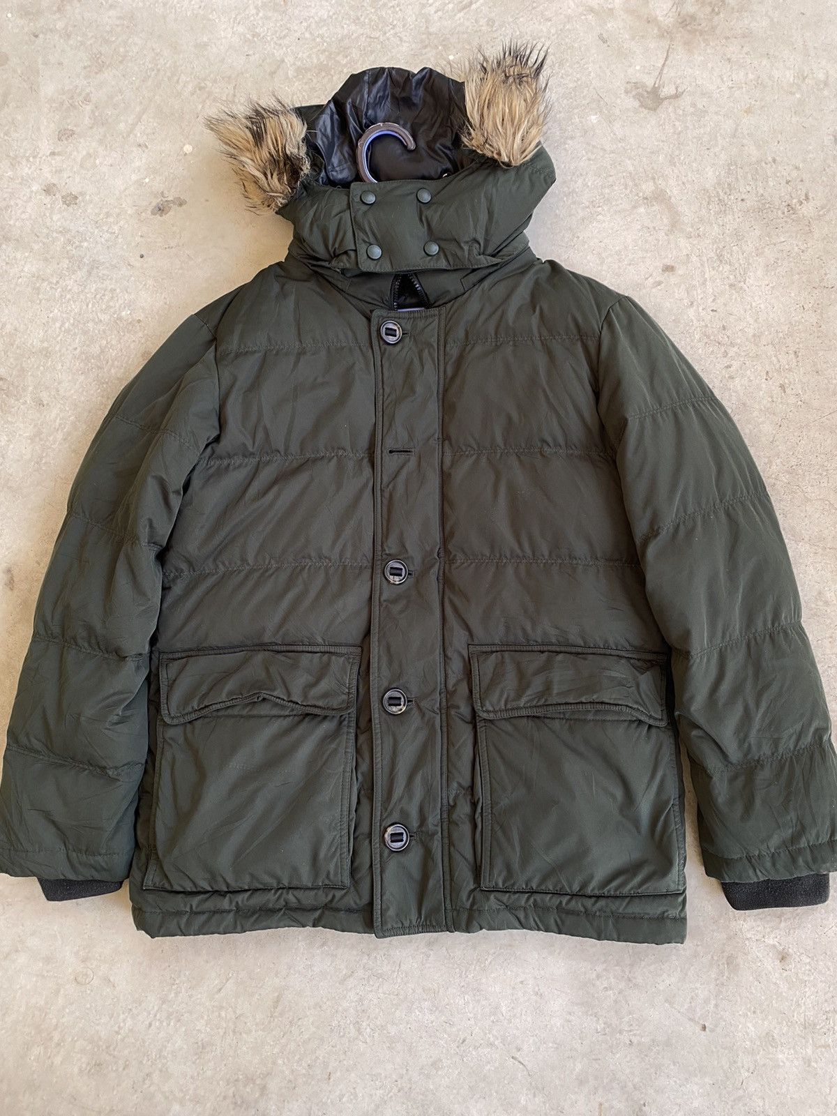 Japanese Brand × Streetwear × Uniqlo UNIQLO Fur Hooded Down Jacket ...