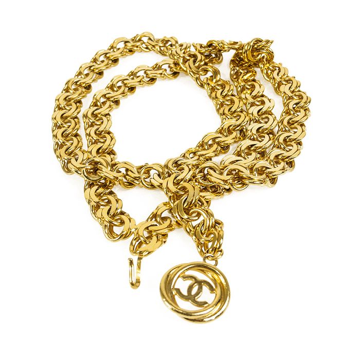 Chanel Single (with double drop) Strand Gold tone Chain Belt | Grailed