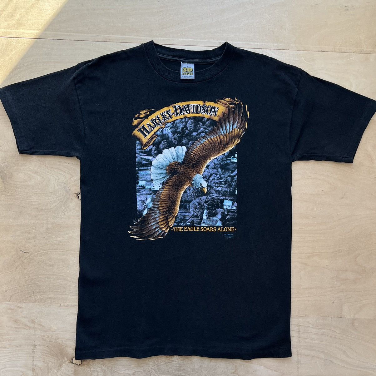 Harley Davidson × Vintage Vintage Harley Davidson 3D Emblem Shirt L 80s ...